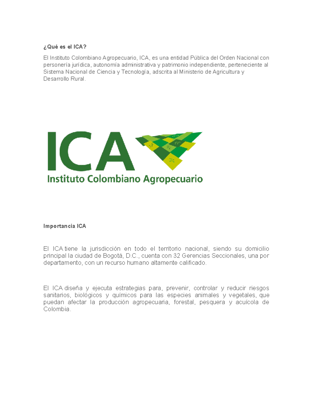Investigacion DEL ICA - IMPORTANCIA DEL ICA - ¿Qué es el ICA? El ...