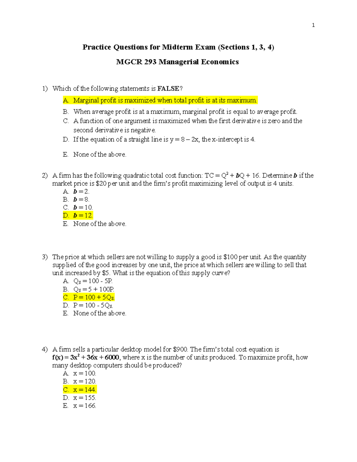 F2020Practice Midterm - Practice Questions for Midterm Exam (Sections 1 ...