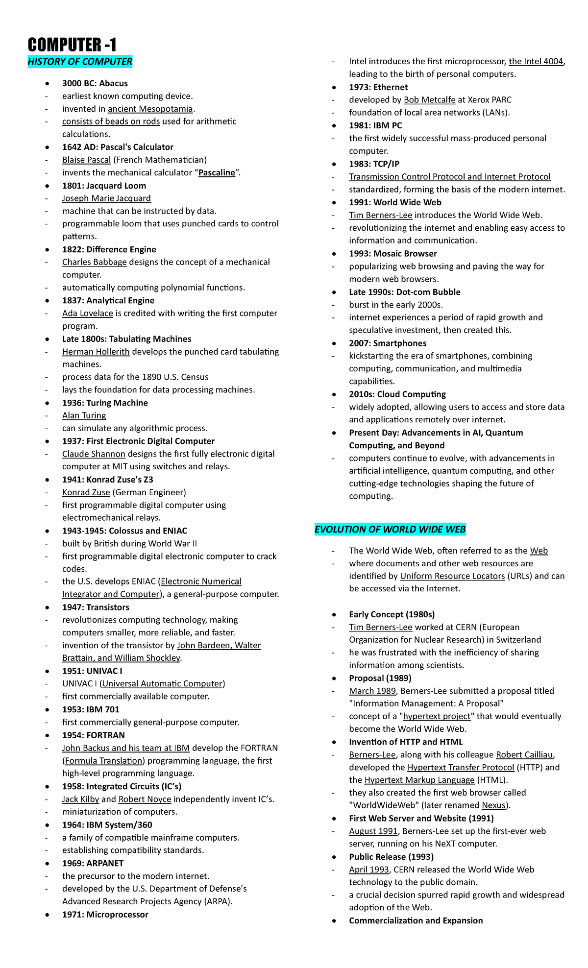 Computer-1- Reviewer-COPY - COMPUTER - 1 HISTORY OF COMPUTER 3000 BC ...