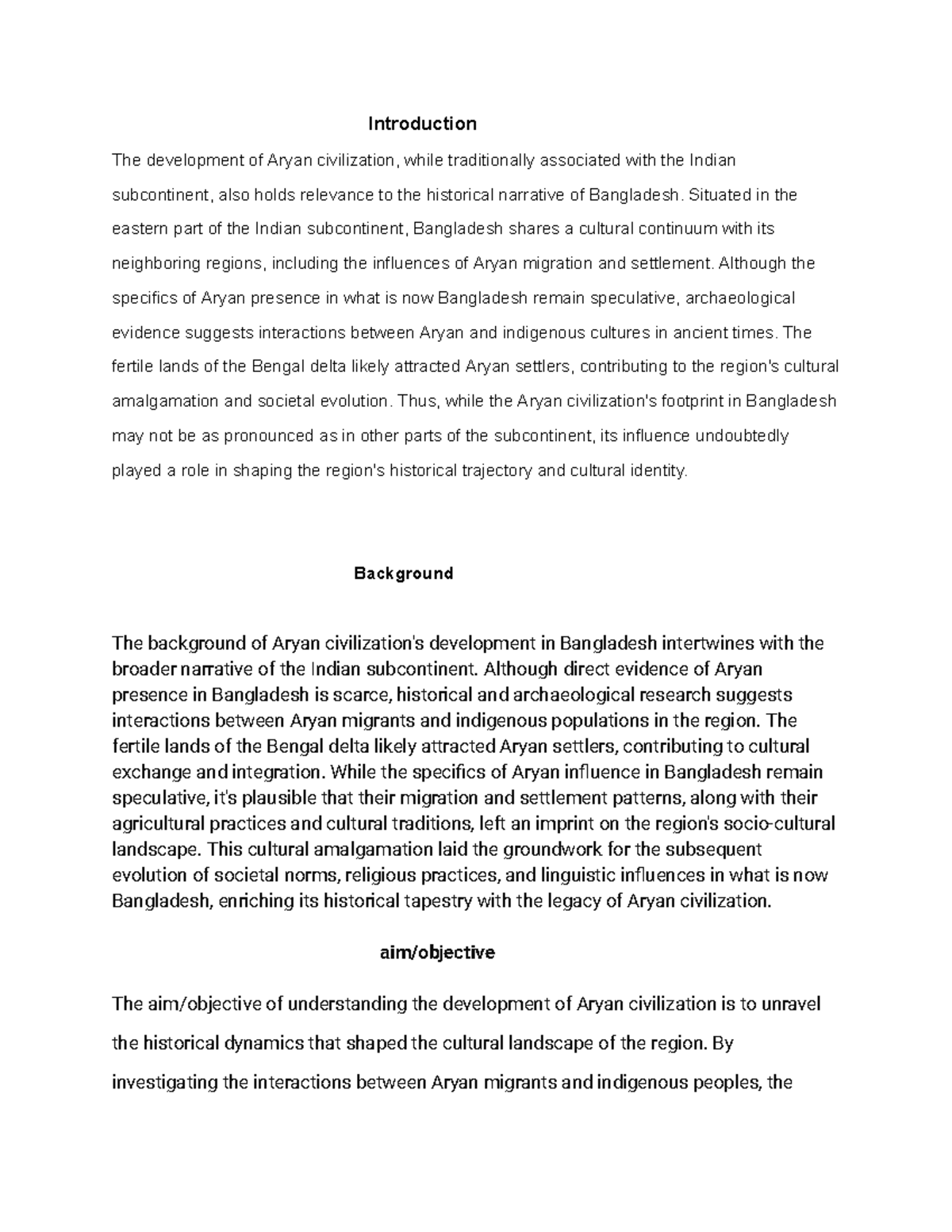 The development of Aryan on Bangladesh geo - Introduction The ...