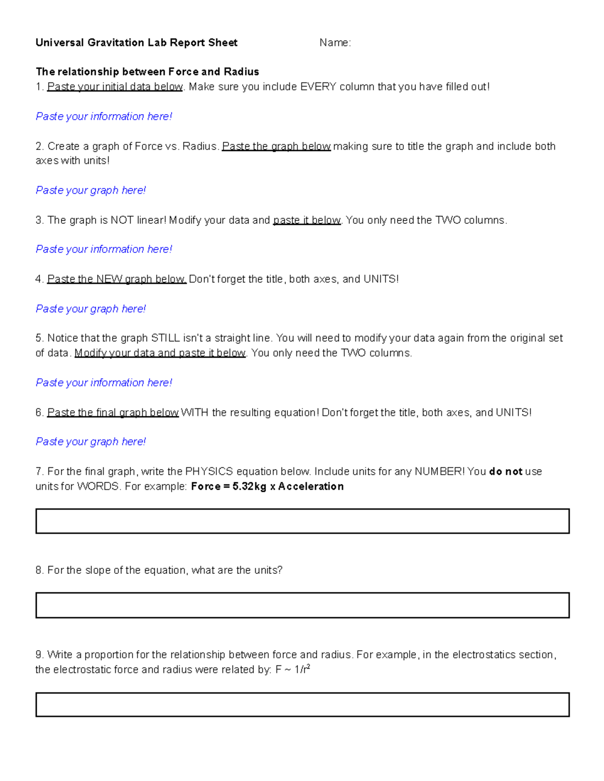 Universal Gravitation Lab Analysis - Universal Gravitation Lab Report ...