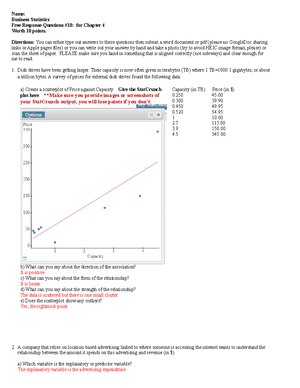 FRQ1-Upload - Free Response #1 - Name: Business Statistics Free ...