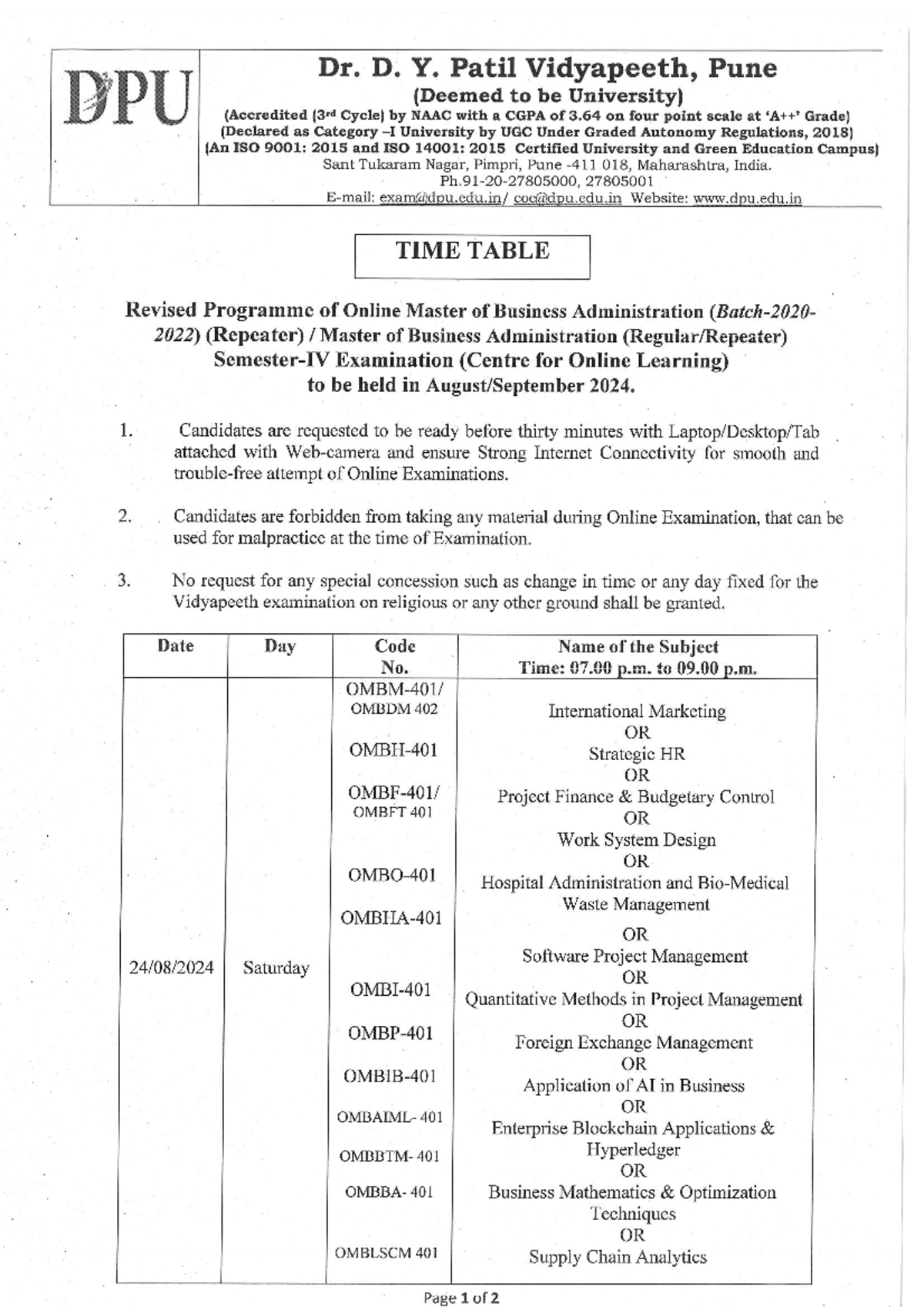 4th Sem - Class work - Dr. D. Y. Patil Vidyapeeth, Pune DPU (Deemed to be University ...