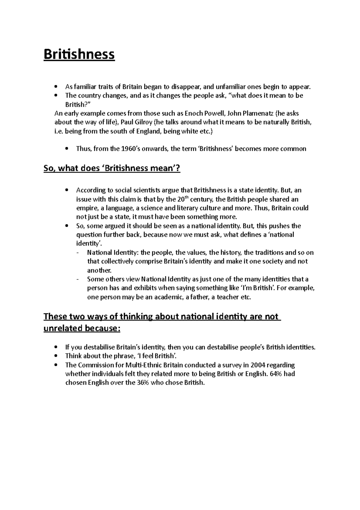Britishnesssummary - Britishness As familiar traits of Britain began to ...