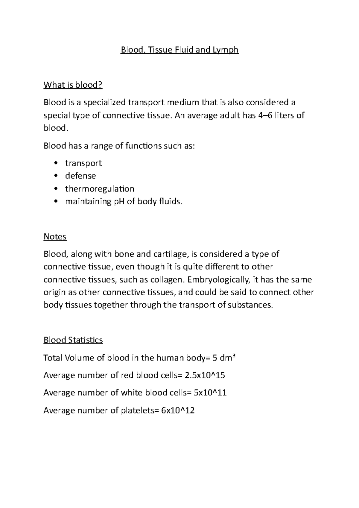 Blood, Tissue Fluid and Lymph 1 - Blood, Tissue Fluid and Lymph What is ...