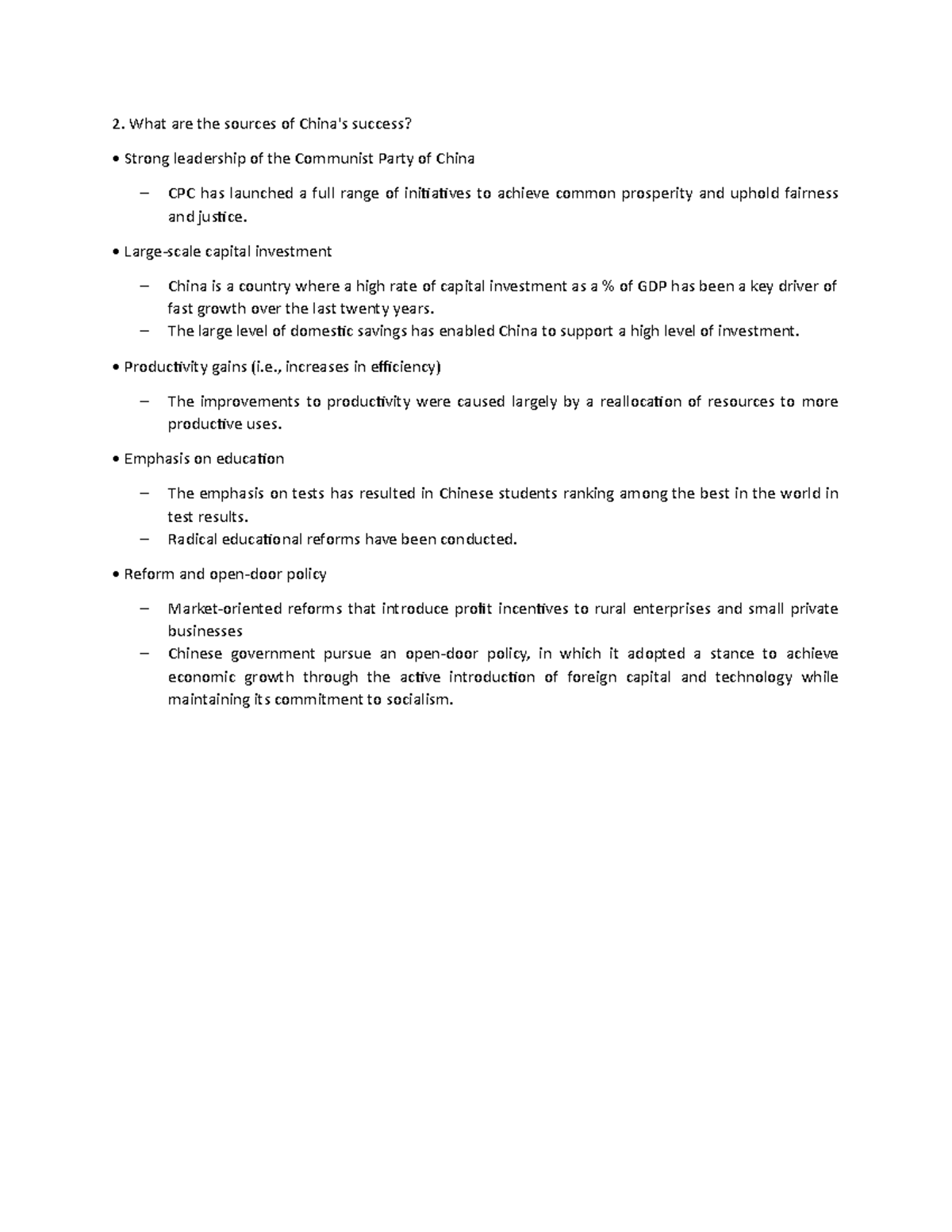 Sources of China's Success - Economic Development - What are the ...