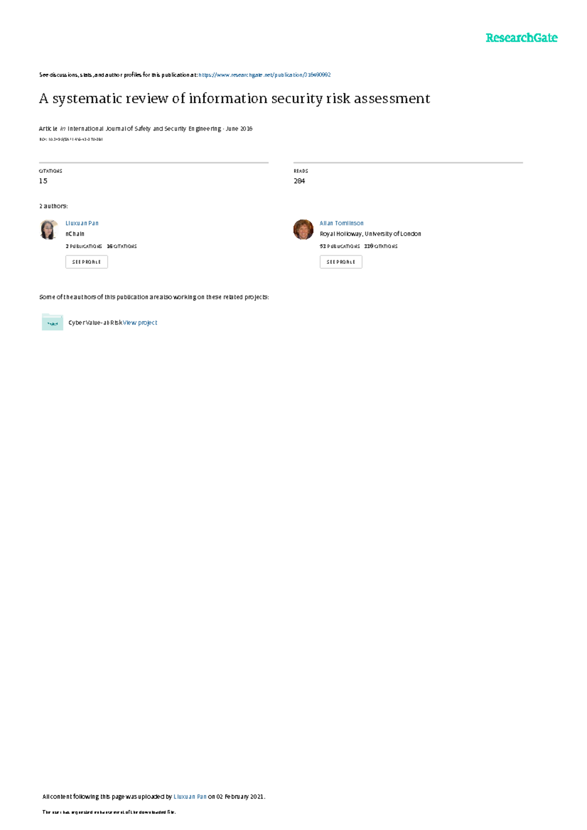 A Systematic Review Of Information Security Risk Assessment - See ...