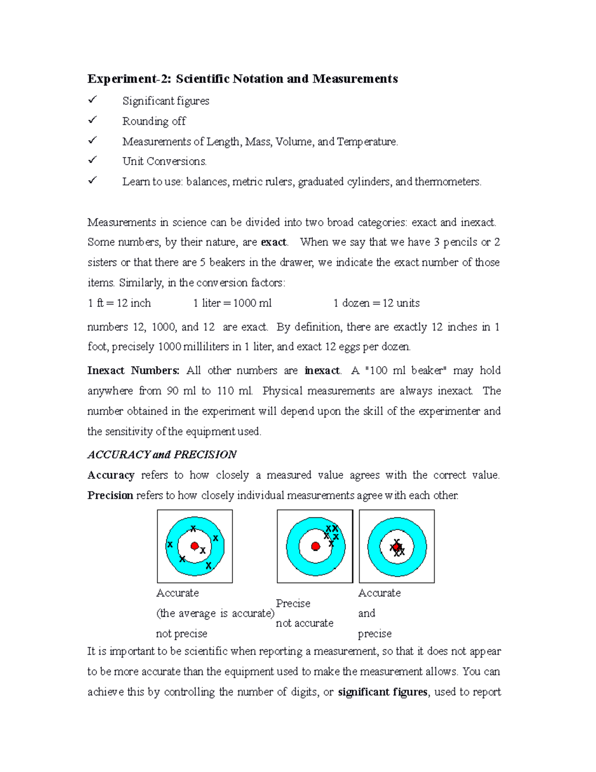 Chemistry lecture - Experiment-2: Scientific Notation and Measurements ...
