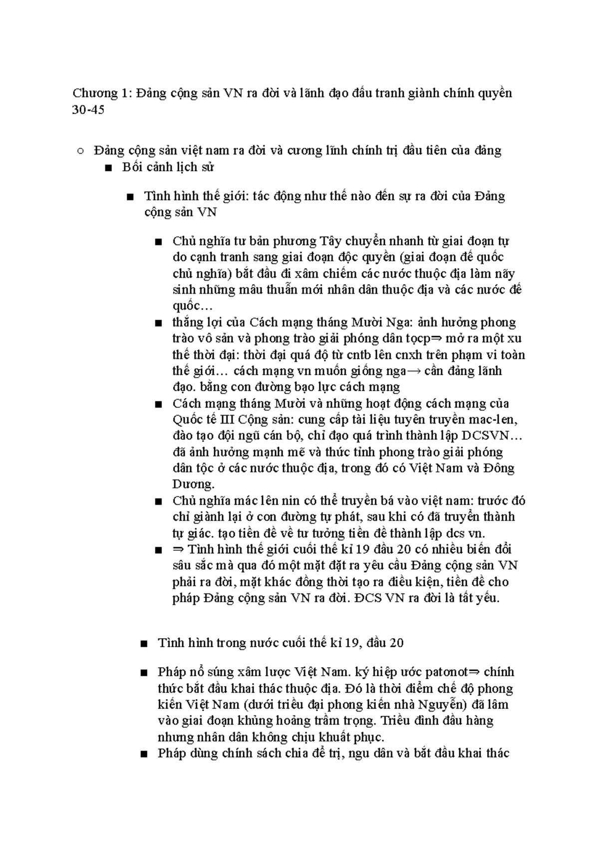 LỊCH SỬ ĐẢNG- CHƯƠNG 1 CÔ ĐIỀU - Chương 1: Đảng cộng sản VN ra đời và ...