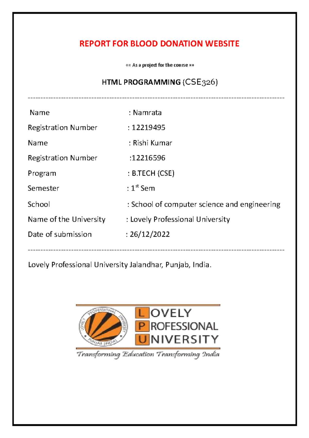 Report FOR Blood Donations Website - REPORT FOR BLOOD DONATION WEBSITE ...