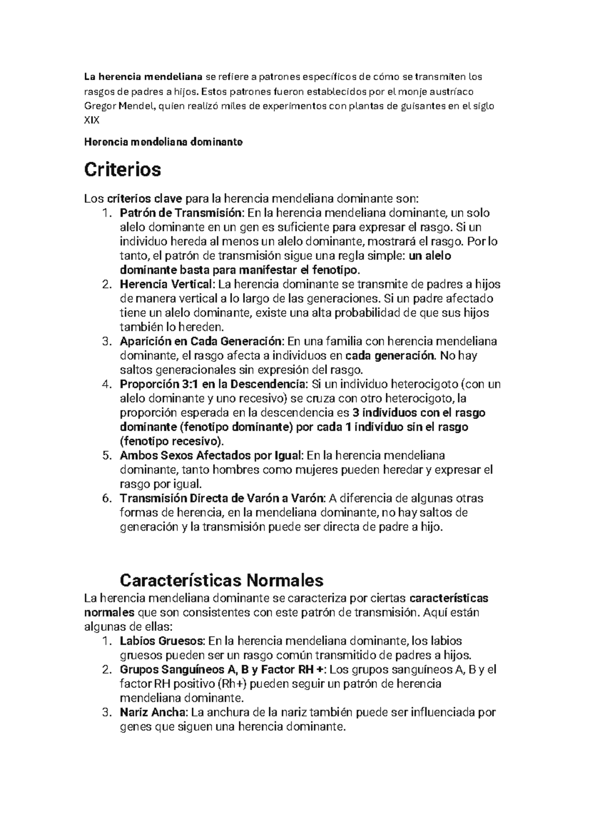 Resumen herencia Mendeliana - La herencia mendeliana se refiere a ...