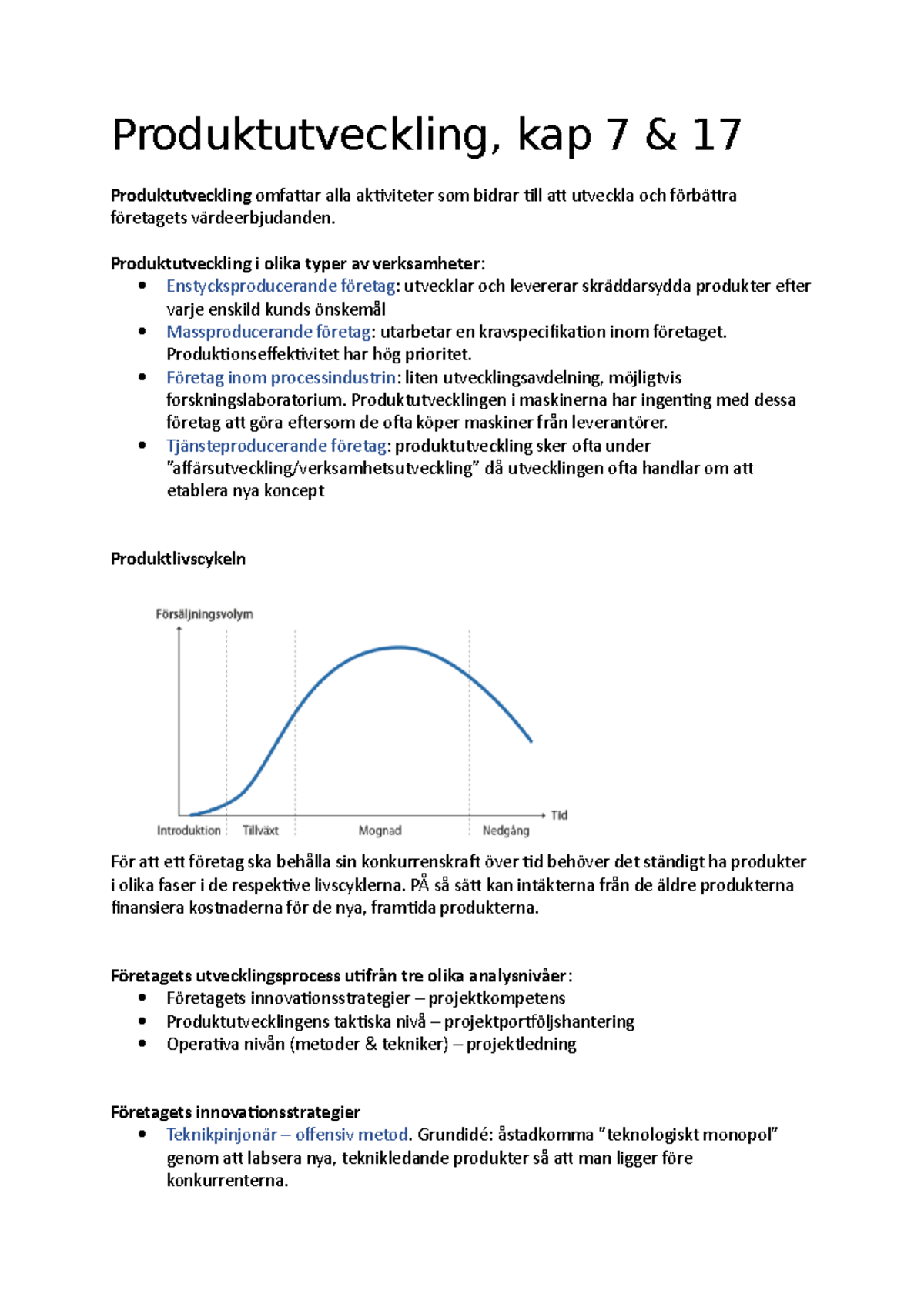 Kap 7 - Produktutveckling - Produktutveckling, kap 7 & 17 ...