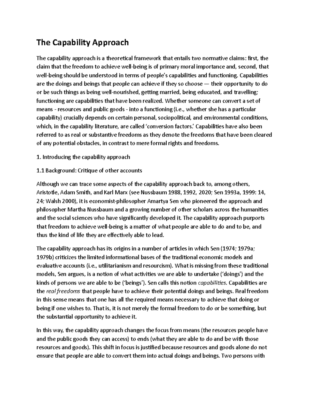Lecture in The Capability Approach - The Capability Approach The ...