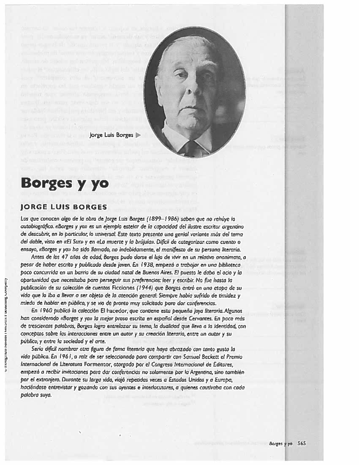 Borges y yo - Literatura - Espacio de la Práctica Docente - Studocu