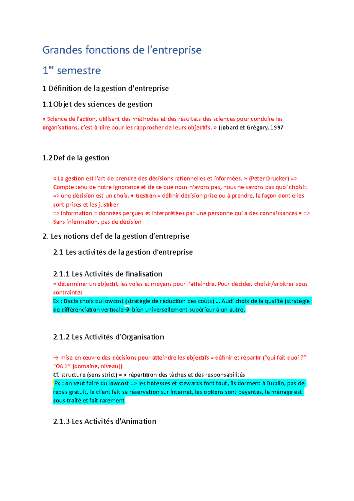 Grandes fonctions de l;entreprise s1 - Grandes fonctions de l ...
