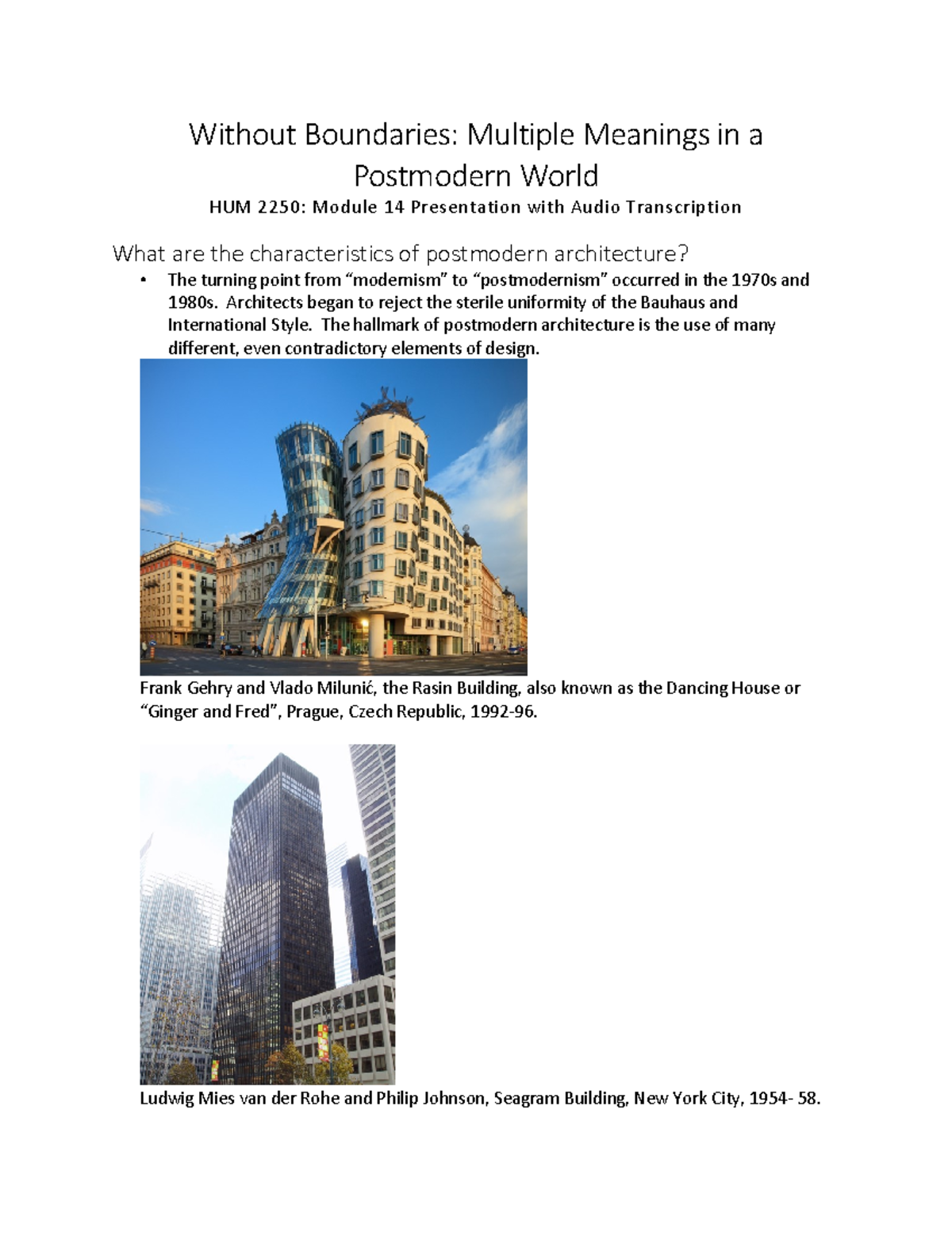 Mod14 Postmodern World Presentation - Without Boundaries: Multiple ...