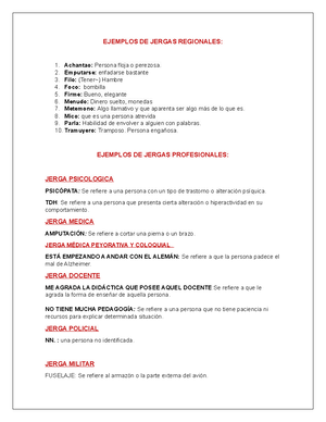 Ejemplos DE Jergas Profesionales - EJEMPLOS DE JERGAS REGIONALES ...