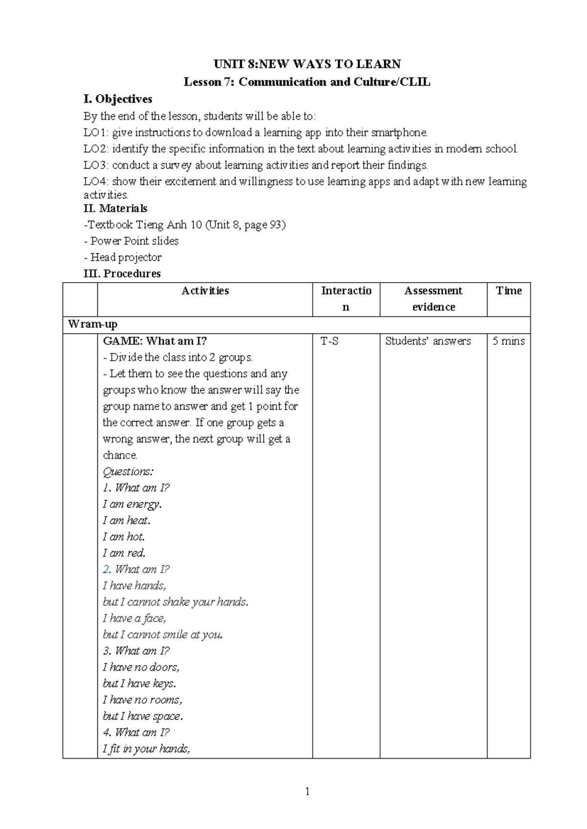 UNIT 8_Lesson 7_Tiếng anh 10 - UNIT 8:NEW WAYS TO LEARN Lesson 7 ...