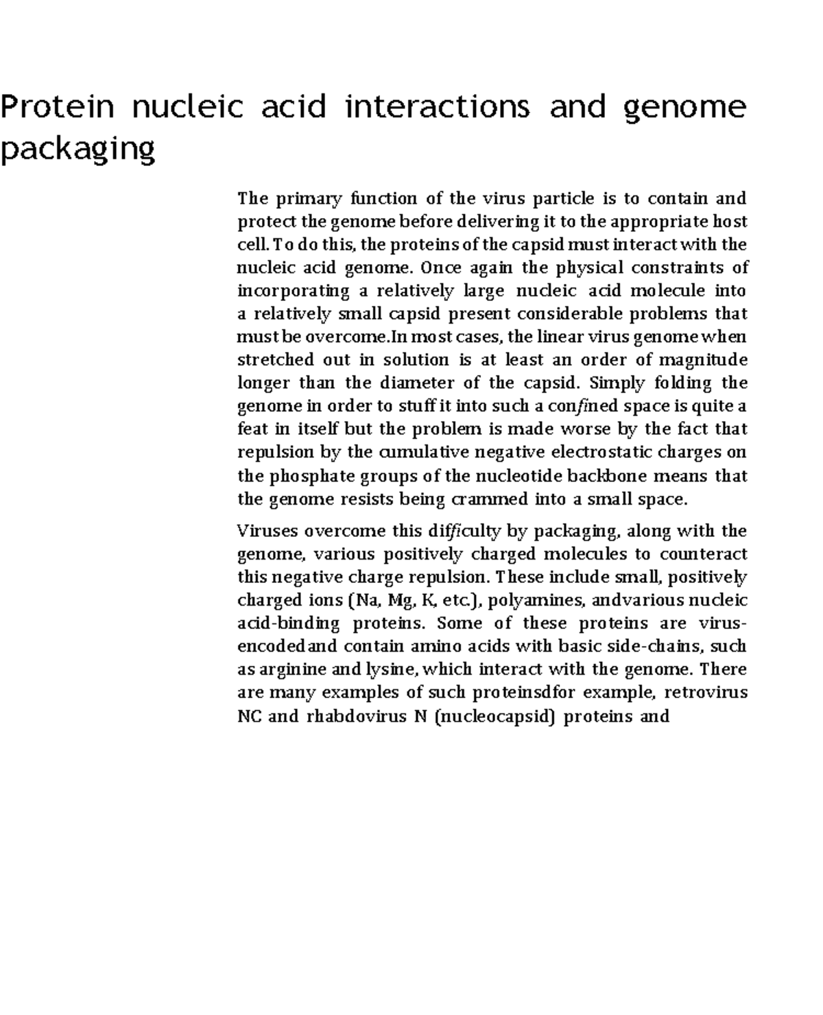 Protein nucleic acid interactions and genome packaging - Protein ...