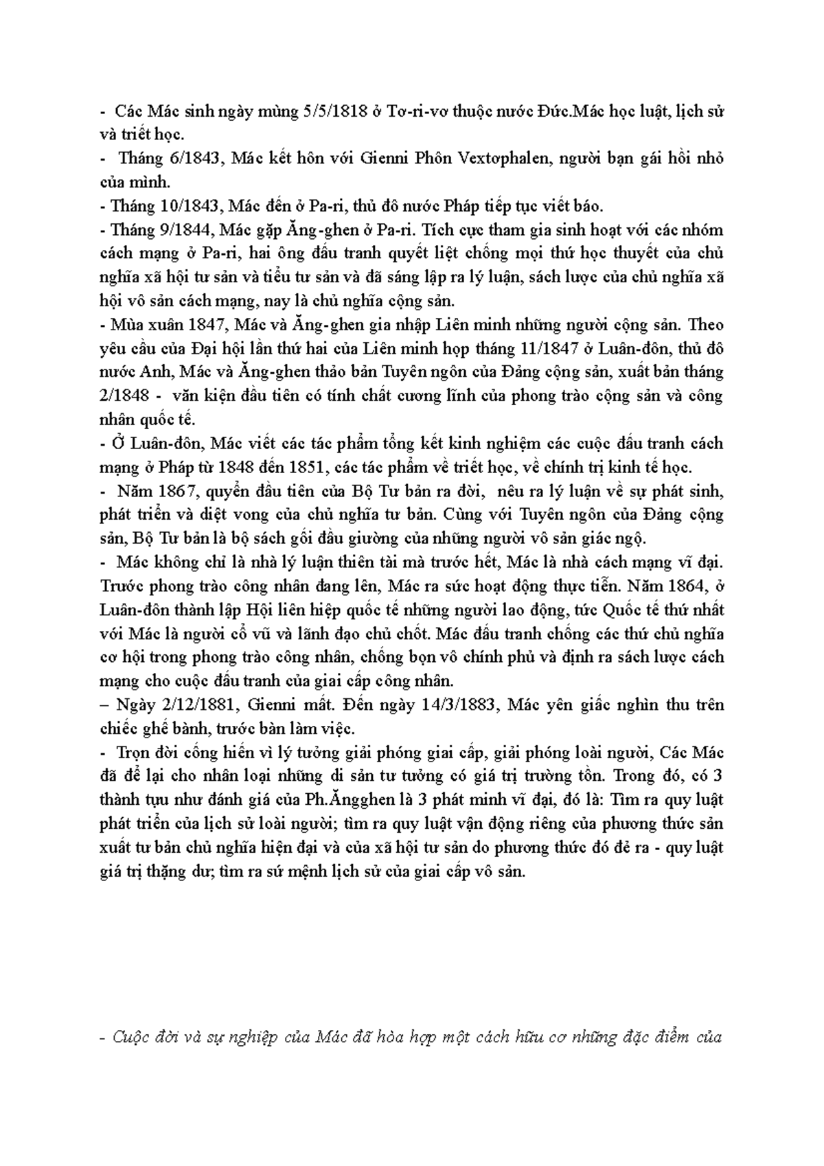 tiểu sử đôi nét về triết học gai đại tài - các mác - Các Mác sinh ngày ...