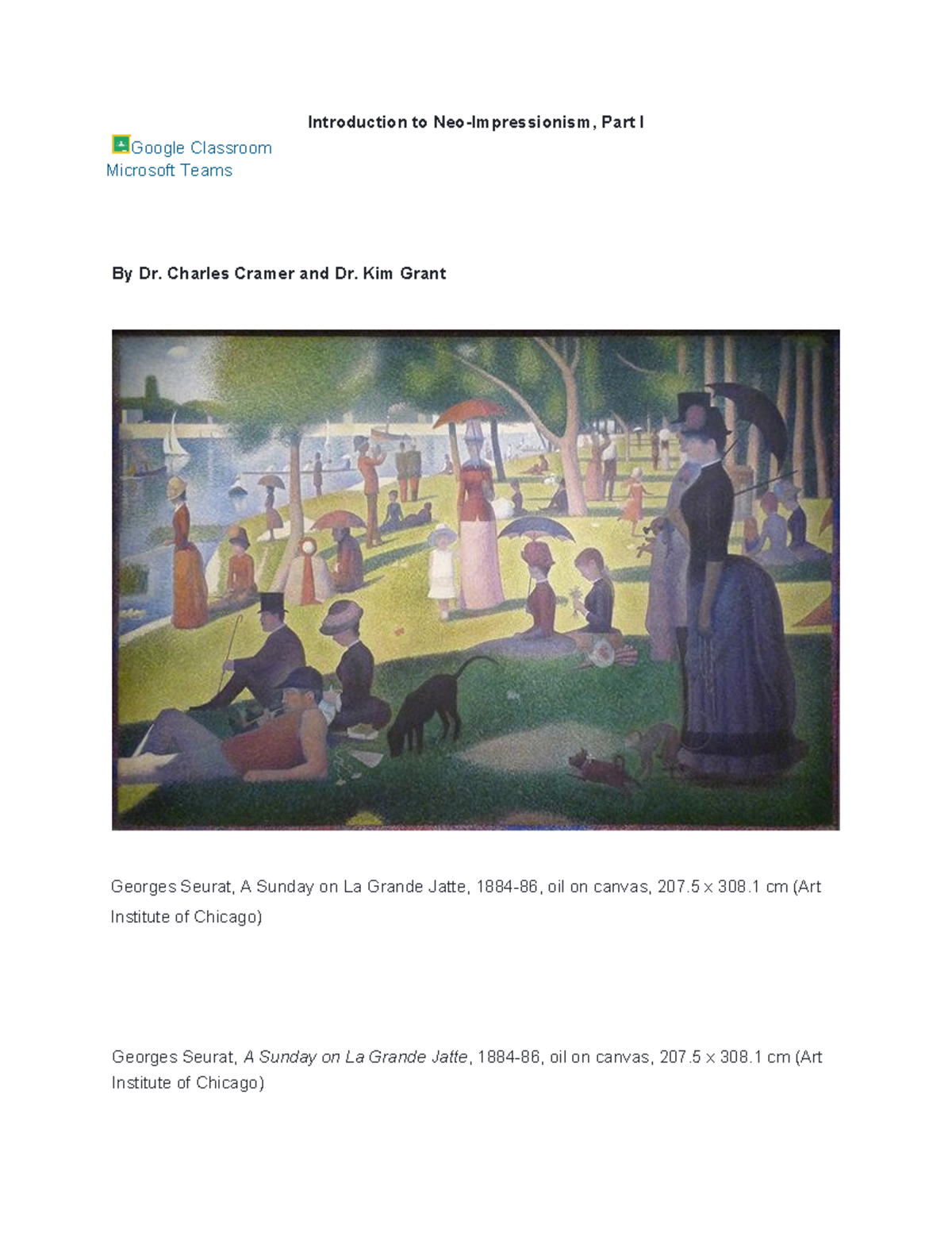 Neo impressionism - Introduction to Neo-Impressionism, Part I Google Classroom Microsoft Teams ...