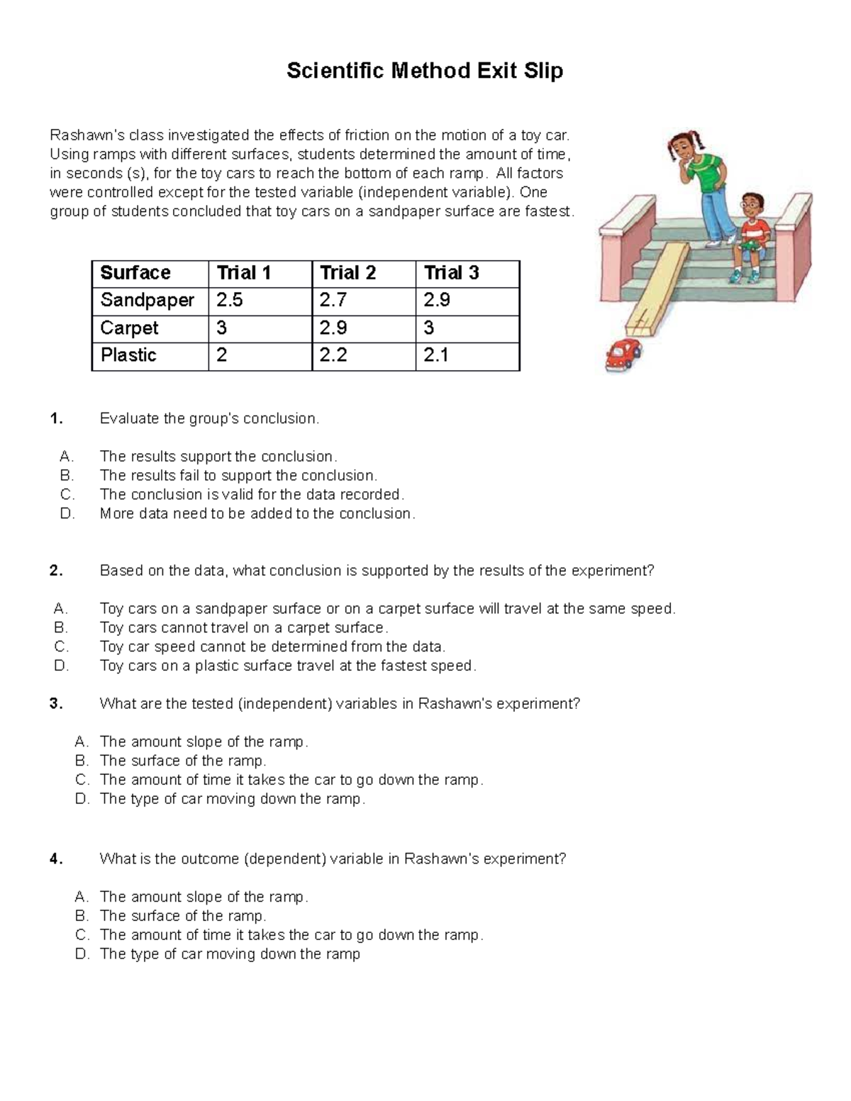 Scientific Method Exit Slip 8 - Scientific Method Exit Slip Rashawn’s ...
