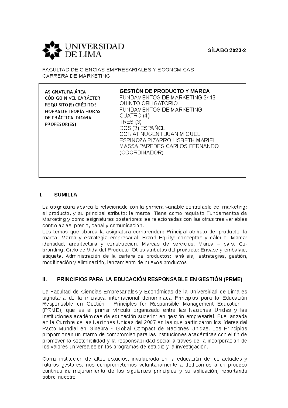 2443 Gestión DE Producto Y Marca - FACULTAD DE CIENCIAS EMPRESARIALES Y ...