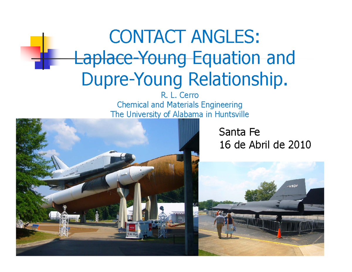 Laplace-Young Equation and Dupre-Young Relationship - CONTACT ANGLES ...