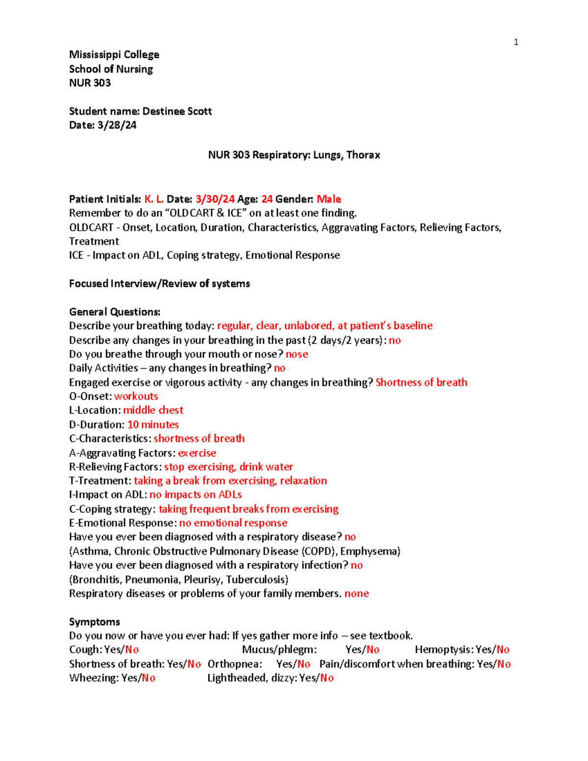 respiratory, lungs, thorax - 1 Mississippi College School of Nursing ...