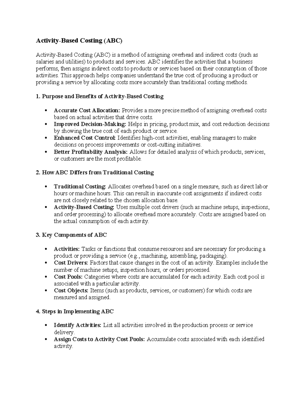 Accounting concepts - Activity-Based Costing (ABC) Activity-Based ...