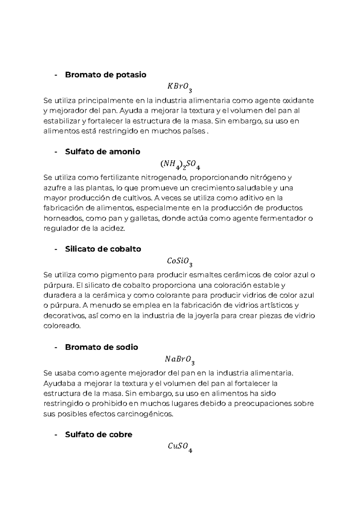Funciones Quimicas - Bromato de potasio 𝐾𝐵𝑟𝑂 3 Se utiliza ...