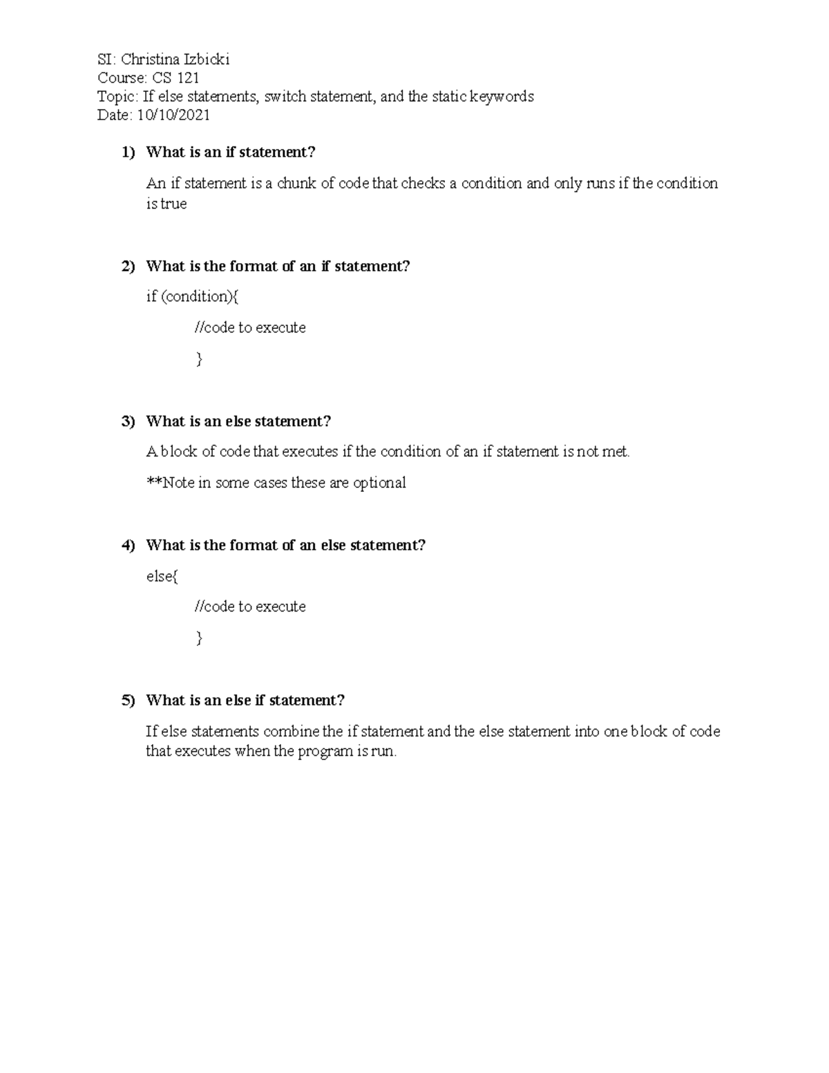 CS121-Professor Swainer-Christina Izbicki-October 13 Answerkey 8 ...