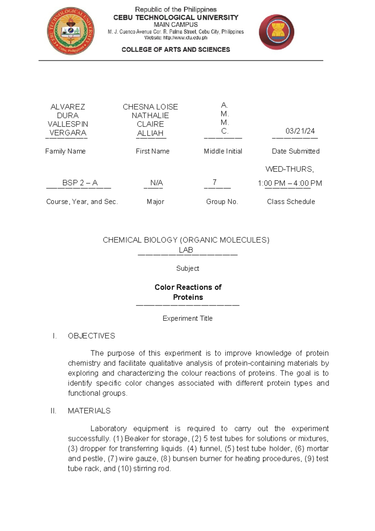 EXP2-LAB- Report Group-7 - ___________ ________ __________ ____________ Family Name First Name ...