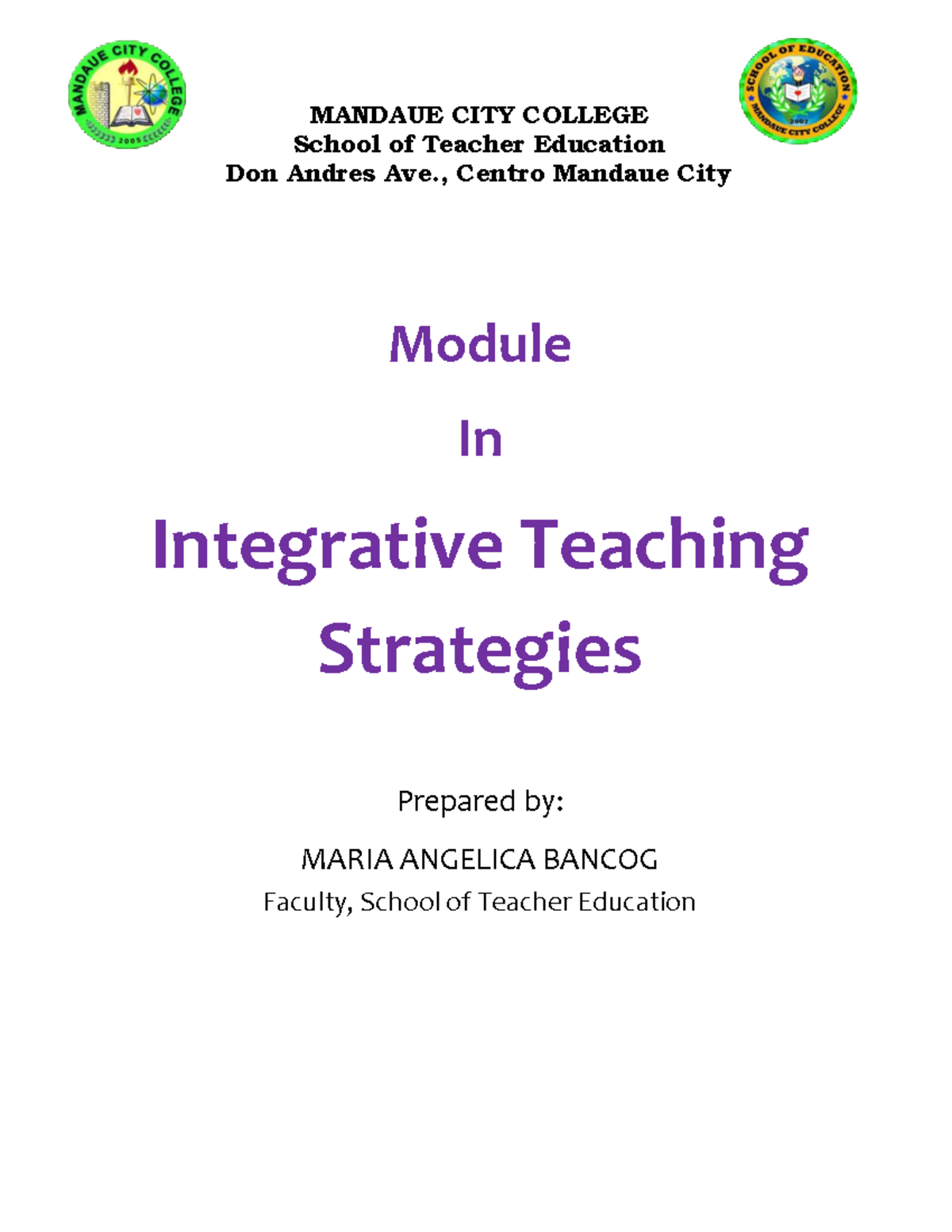 SPT 3 Module 1 - Integrative Teaching Strategy Lecture notes 1-5 ...