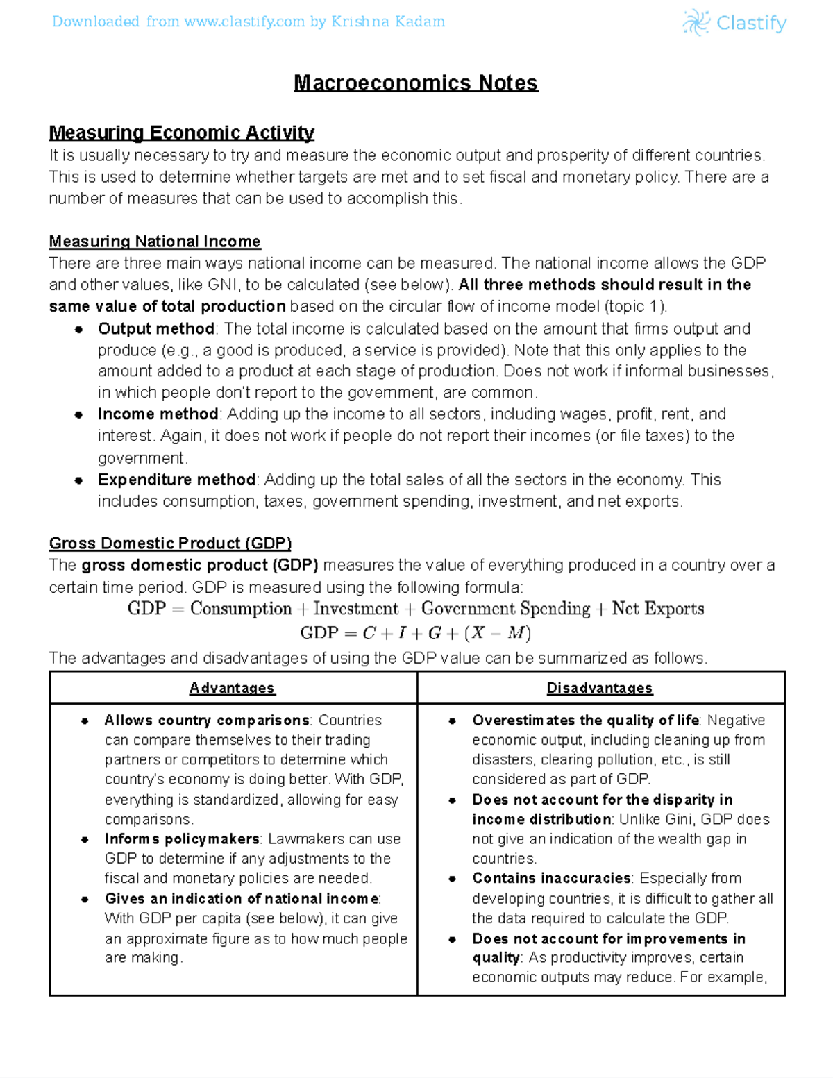 Macroeconomics Notes - Easy prep - Macroeconomics Notes Measuring ...