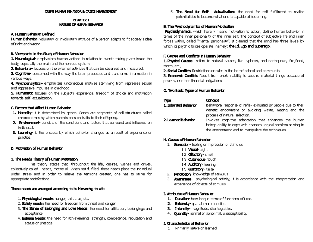 HB-handouts-2022 - Use it wisely. - CRIM 5 HUMAN BEHAVIOR & CRISIS ...