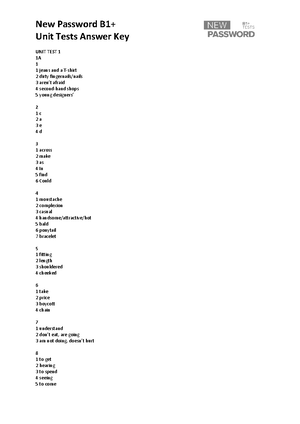 New Password B2 UT 1A - Angielski - Unit 1 Test | Group A Name ...