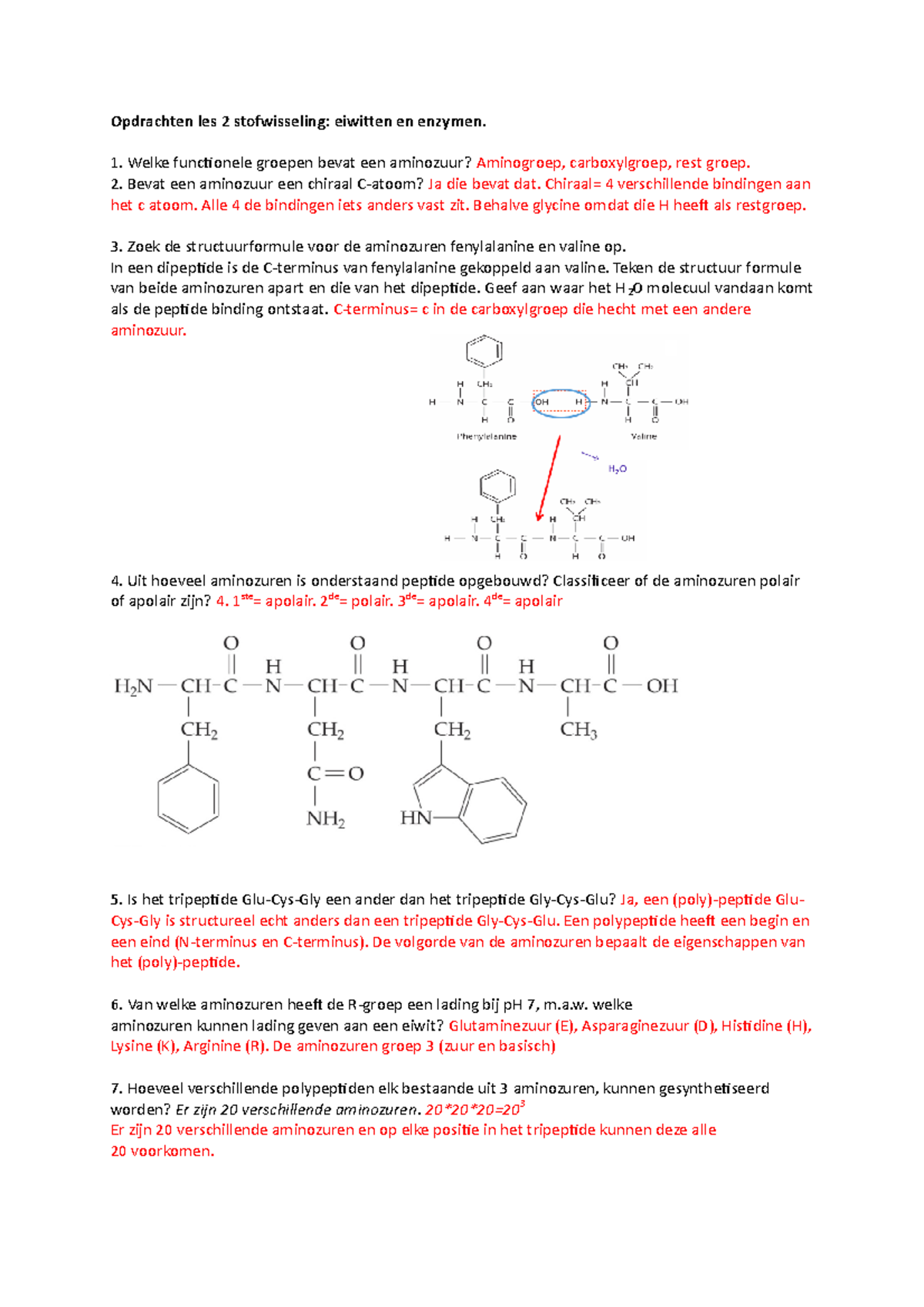 Opdrachten les 2 eiwitten en enzymen 2020-2021 - Opdrachten les 2 ...