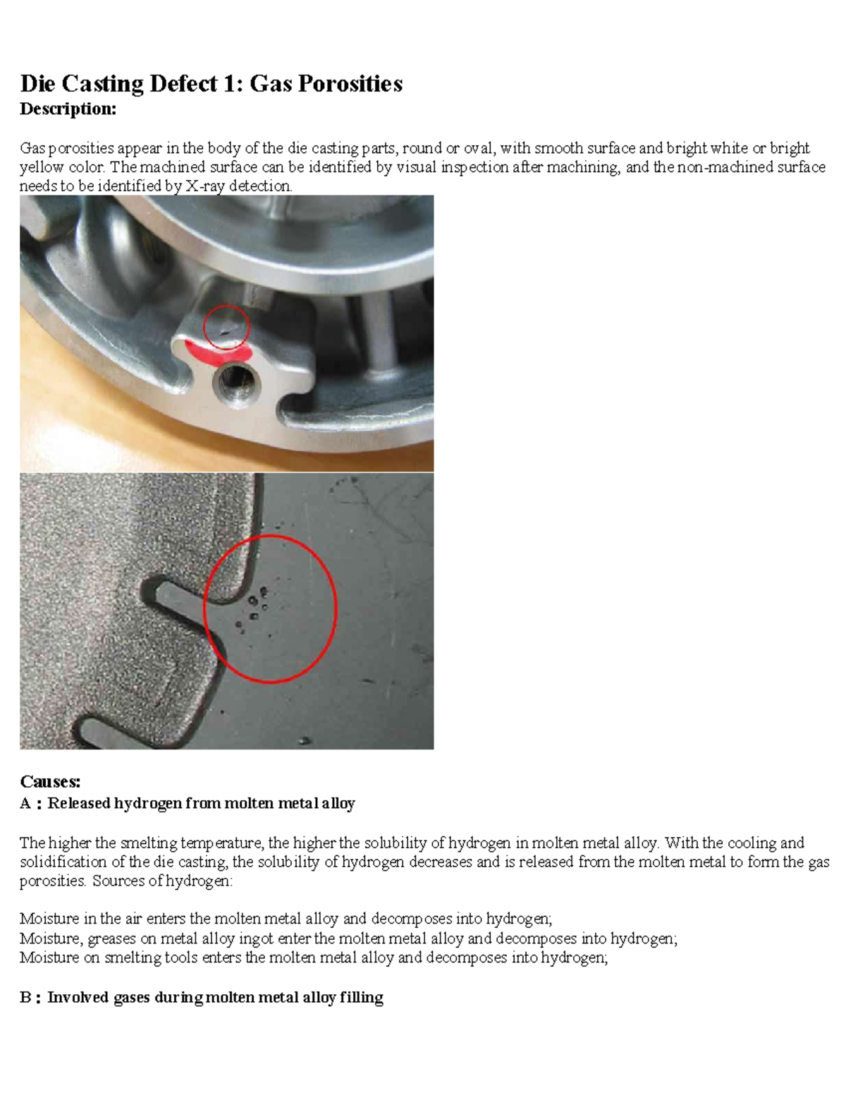 Die casting defect - Nnnhh - Die Casting Defect 1: Gas Porosities ...