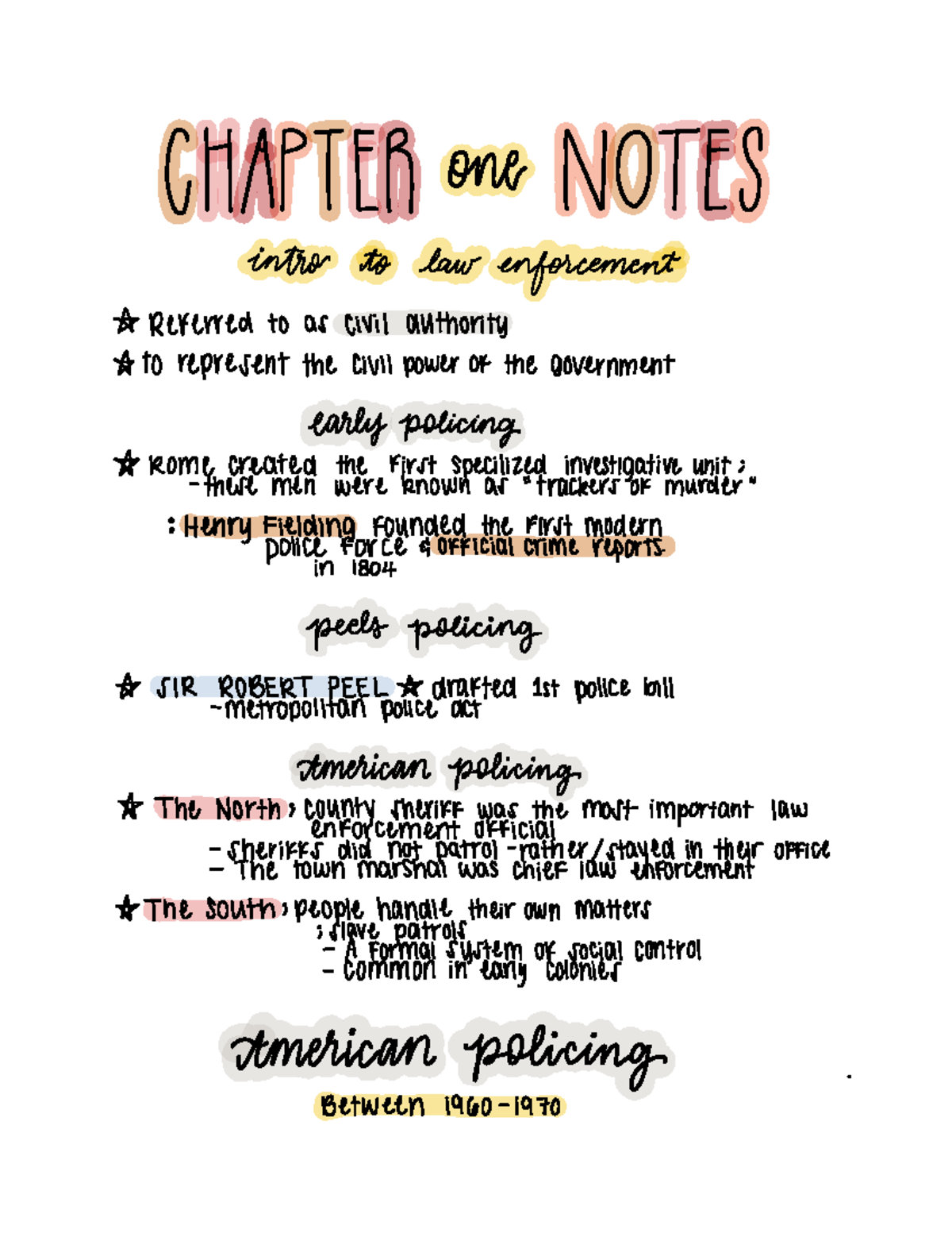 Chapter 1 Notes - CHAPTER one NOTES intro to law enforcement Referred ...