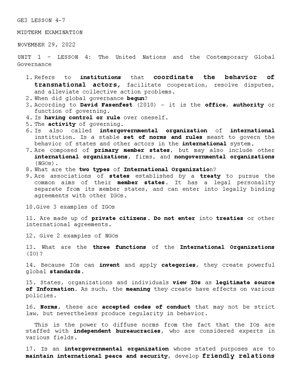 GE3 Reviewer Midterm Exam - GE3 LESSON 4- MIDTERM EXAMINATION NOVEMBER ...