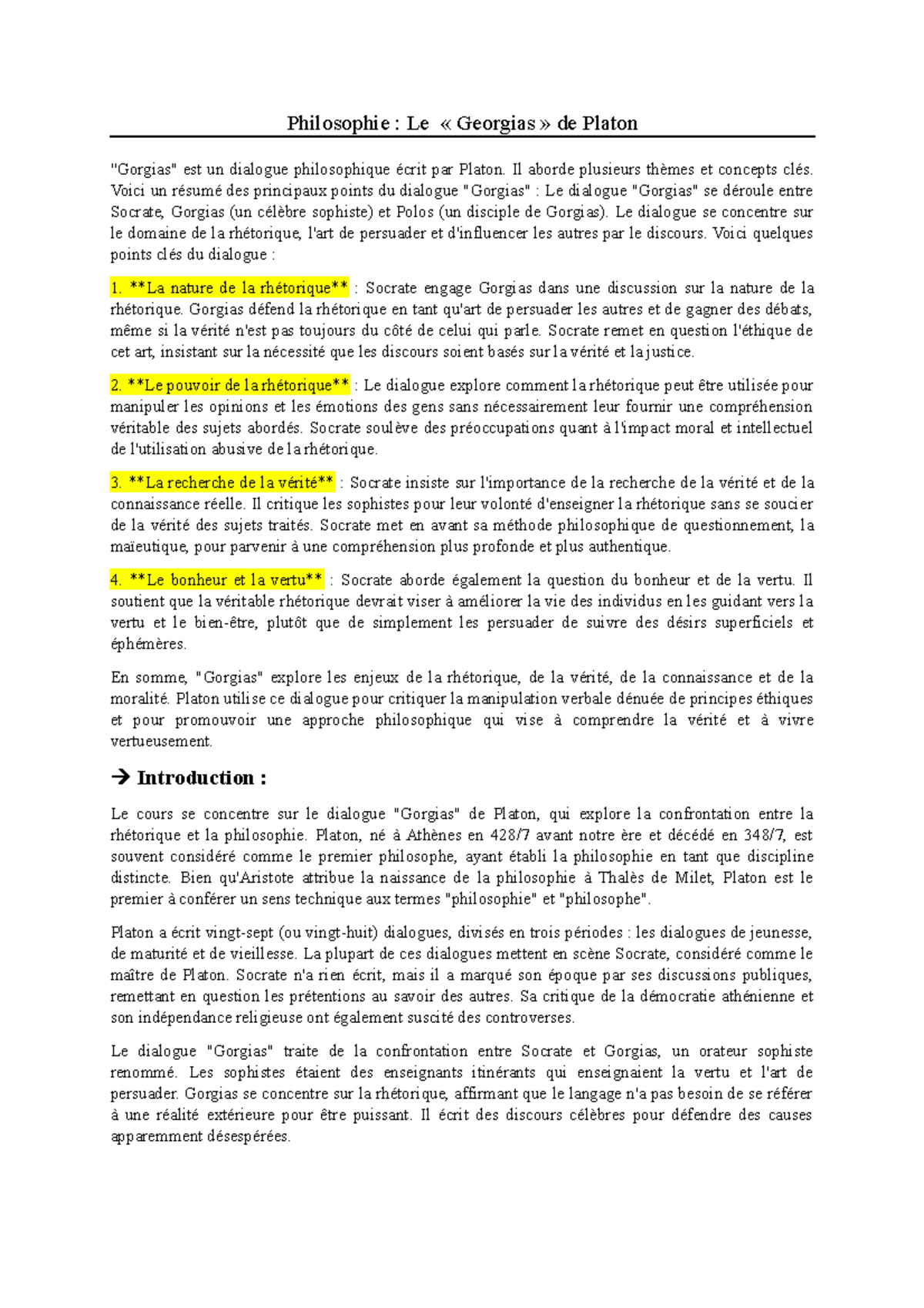 Philosophie antiquité platon - résumé - Histoire de la philosophie ...