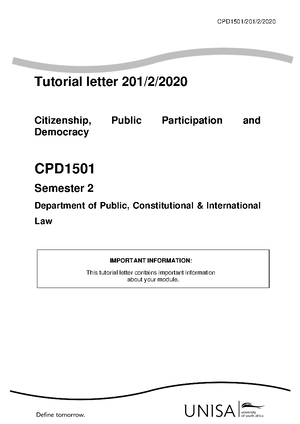 CPD1501- S1- Assignment 2 - MODULE CODE – CPD ASSIGNMENT UNIQUE NUMBER – STUDENT NUMBER ...