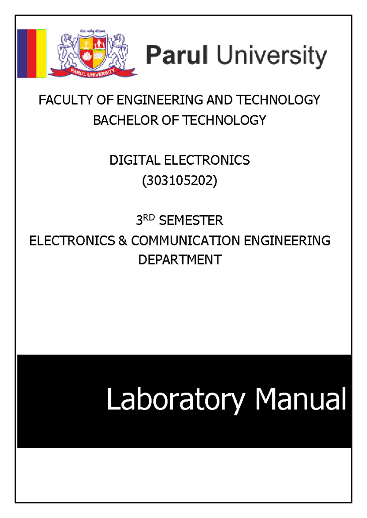DE LAB Manual 2024 25 - pls solve it - Laboratory Manual BACHELOR OF ...
