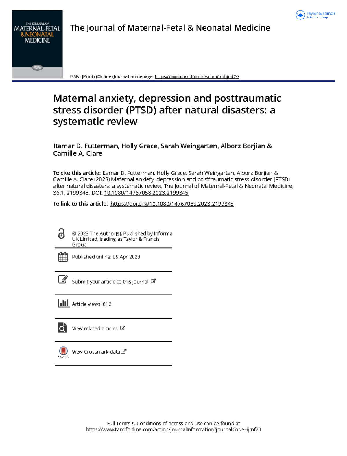 Maternal anxiety depression and posttraumatic stress disorder PTSD ...