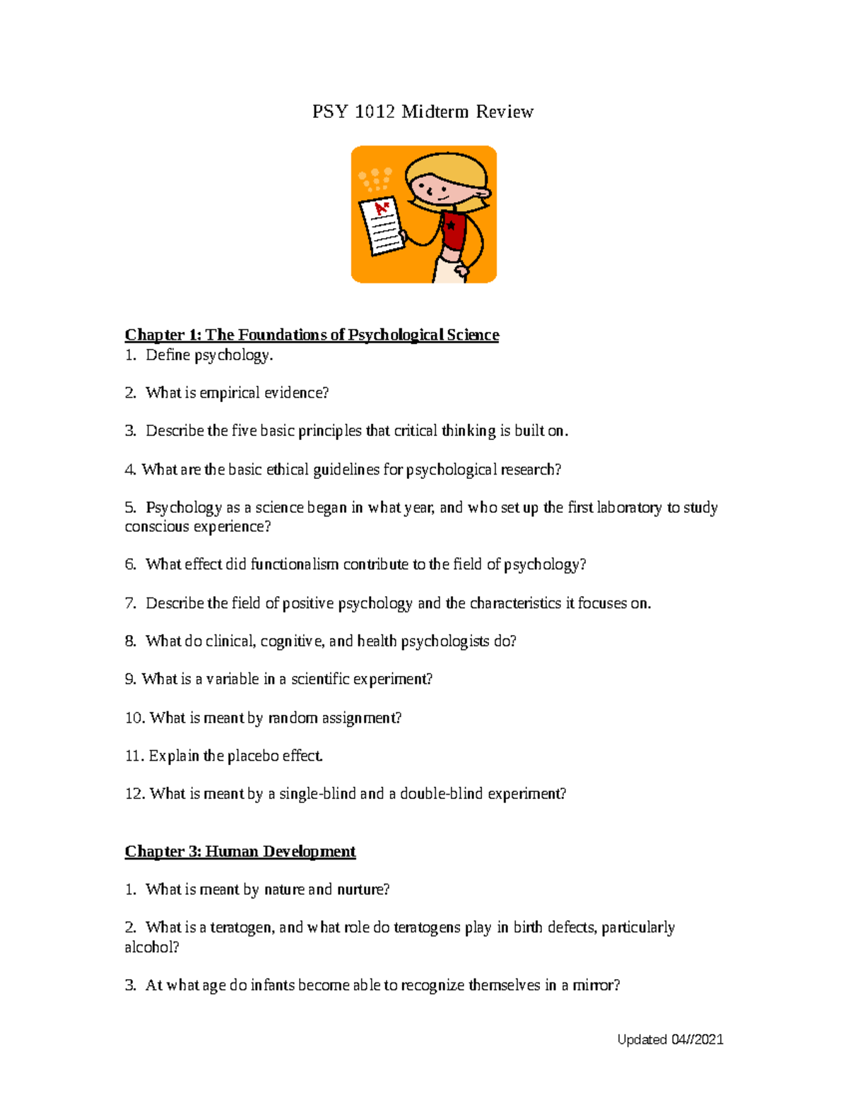 Week 2 mid term review - Google Docs - PSY 1012 Midterm Review Chapter ...