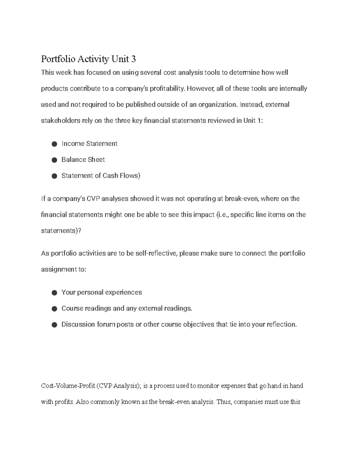 MA Portfolio Activity Unit 3 - Portfolio Activity Unit 3 This week has ...