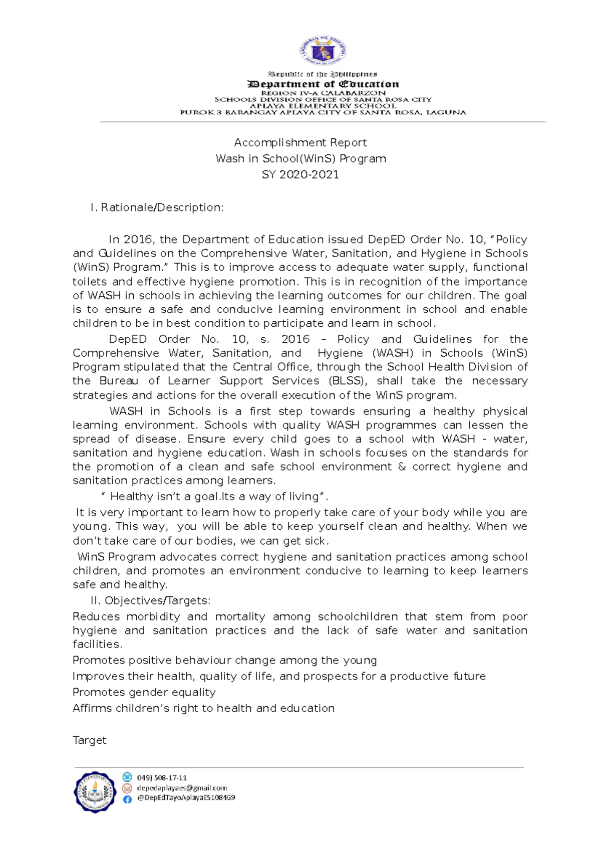 517501147 Accomplishment in Wins 2020 2021 - Accomplishment Report Wash ...