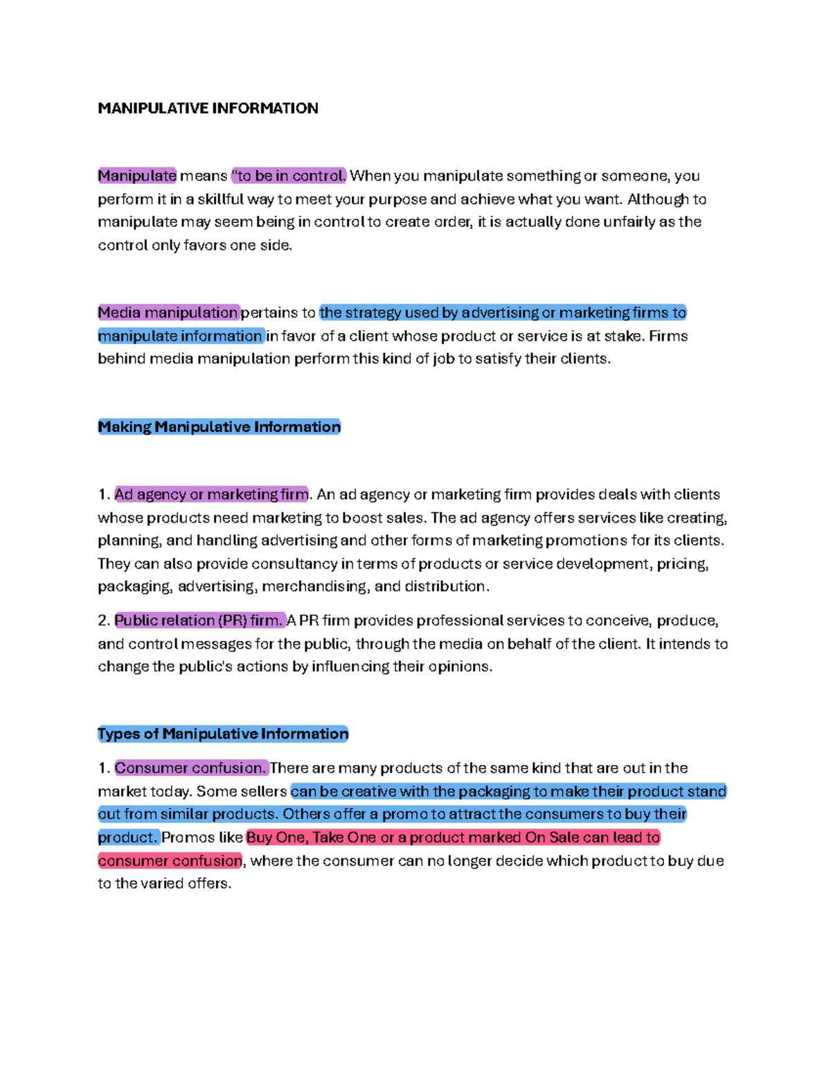 Manipulate-inf - united - MANIPULATIVE INFORMATION Manipulate means "to ...
