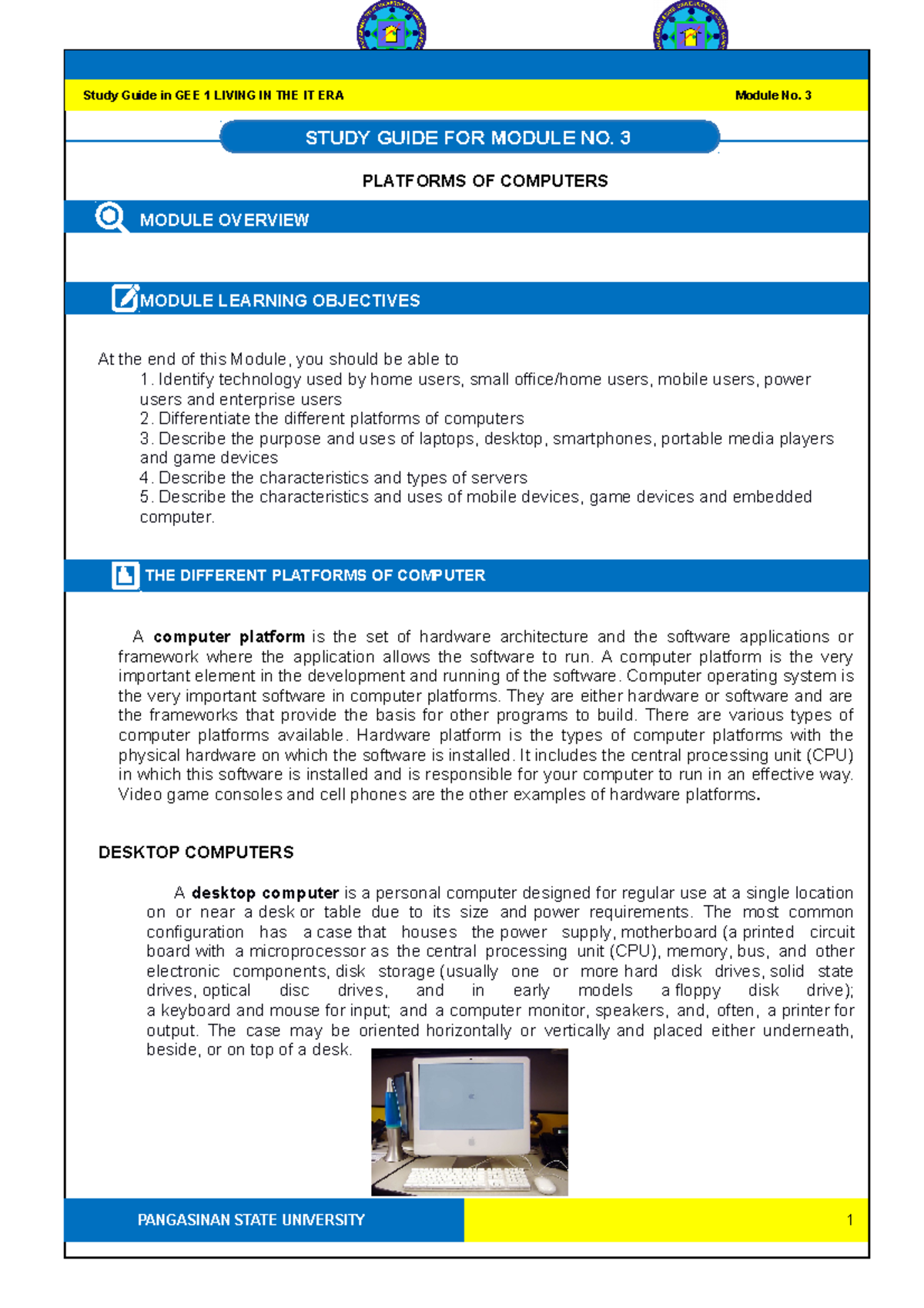Module-3- Lessons IN Living IN IT ERA - Living in the IT Era - PangSU - Studocu